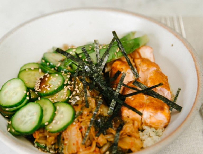 Pickles and Salmon Grain Bowl Recipe | goop