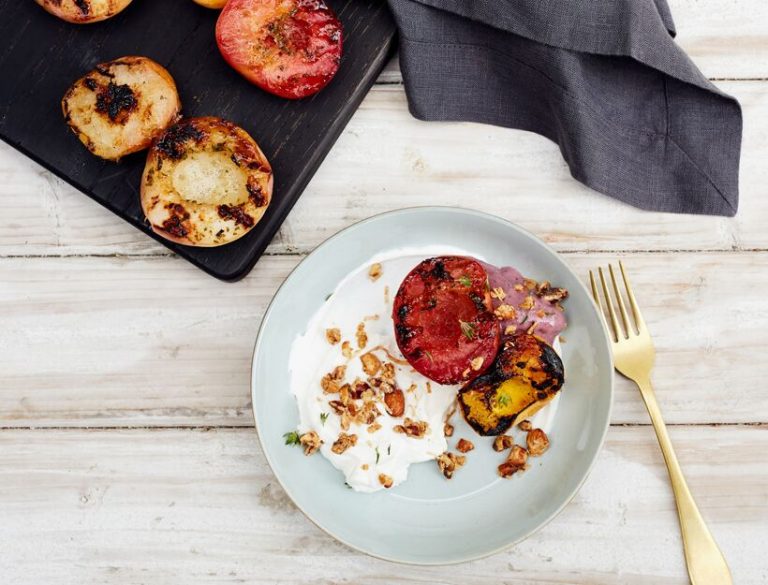 Honey-Grilled Stone Fruit with Berry Whip Recipe | goop