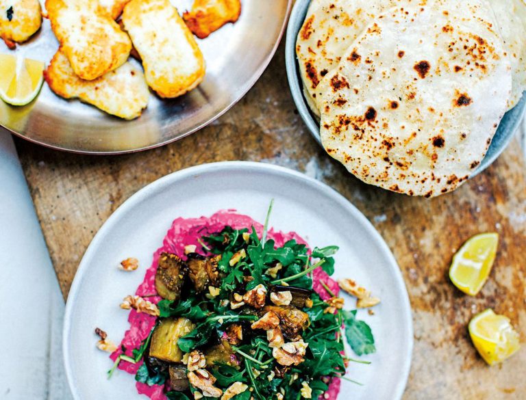 Eggplant with Beet Tzatziki Recipe | goop