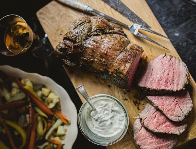 Herbed Beef Tenderloin and Citrus Crème Fraîche Recipe | goop